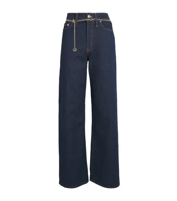 Maje Chain Belt Wide-leg Jeans