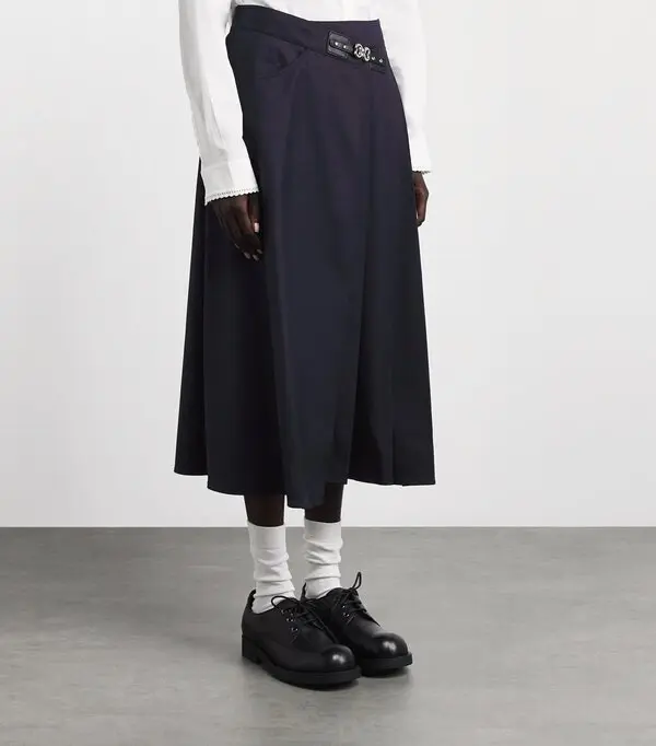 Maje Wool-blend Pleated Midi Skirt