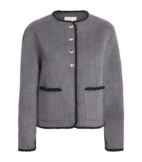 Maje Wool-blend Double-face Cropped Jacket
