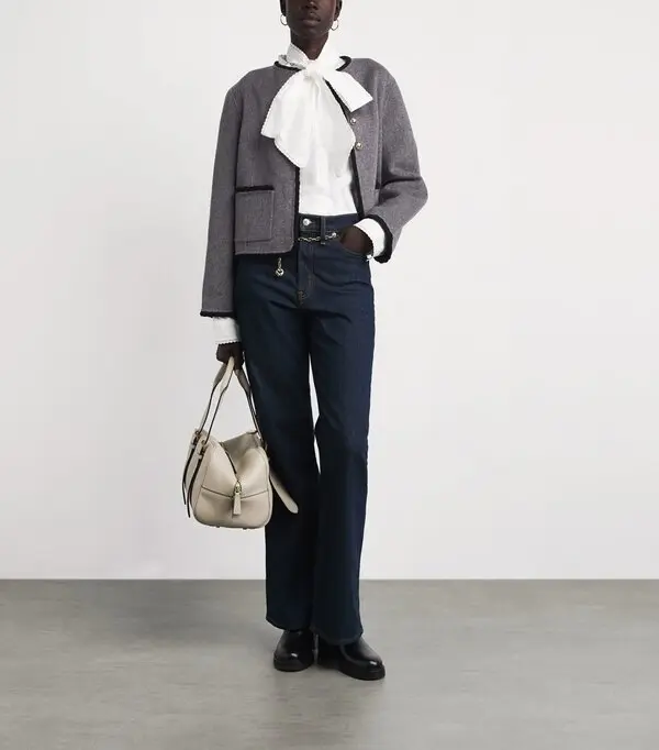 Maje Wool-blend Double-face Cropped Jacket