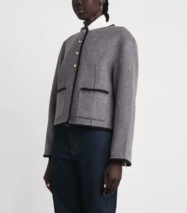 Maje Wool-blend Double-face Cropped Jacket