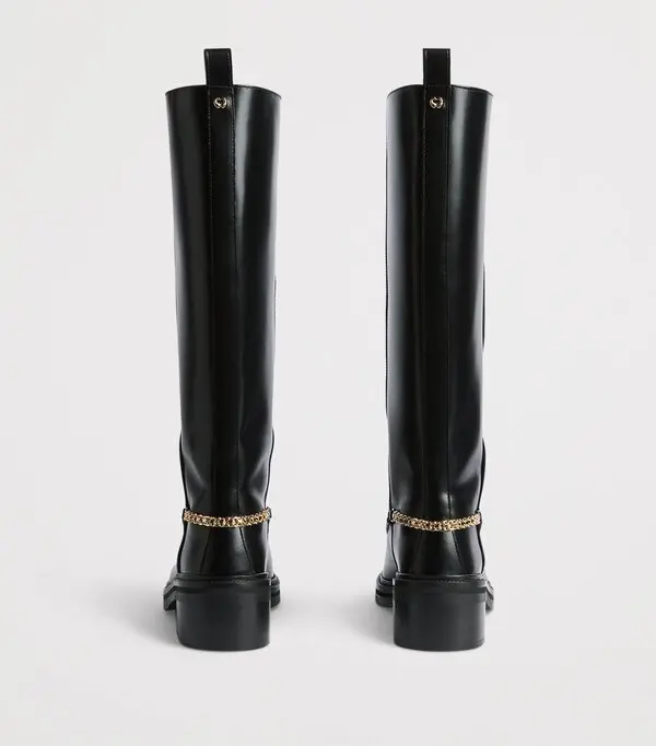Maje Leather Embellished Knee Boots