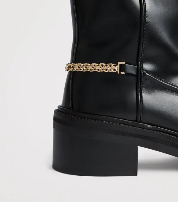 Maje Leather Embellished Knee Boots