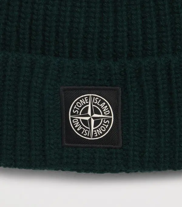 Stone Island Virgin Wool Logo Beanie