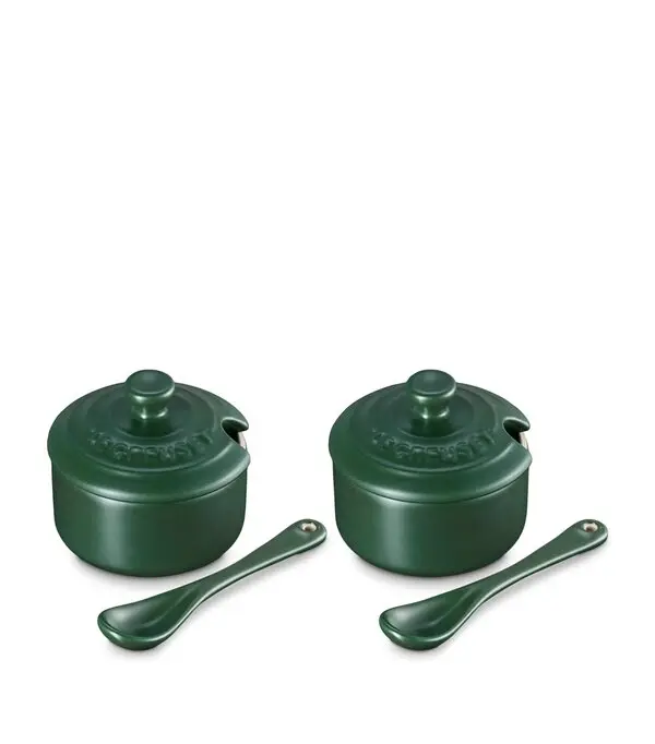 LE CREUSET Stoneware Serenity Condiment Pots With Spoons