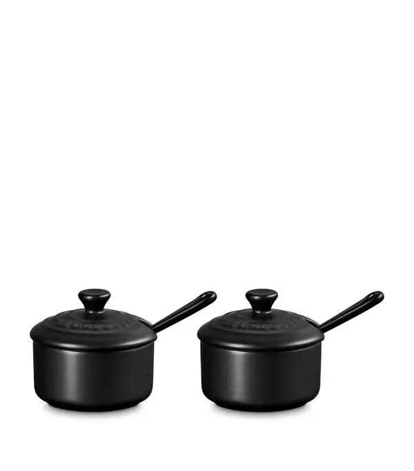 LE CREUSET Stoneware Serenity Condiment Pots With Spoons - Black