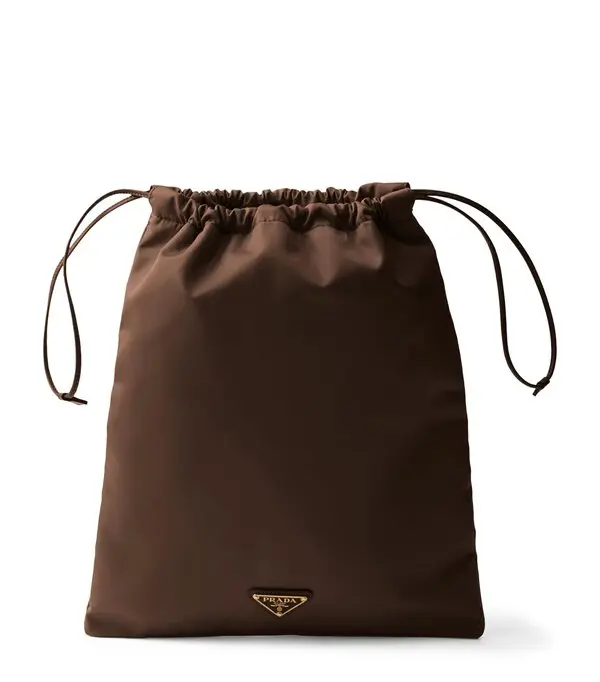 Prada Re-nylon Drawstring Pouch - Brown