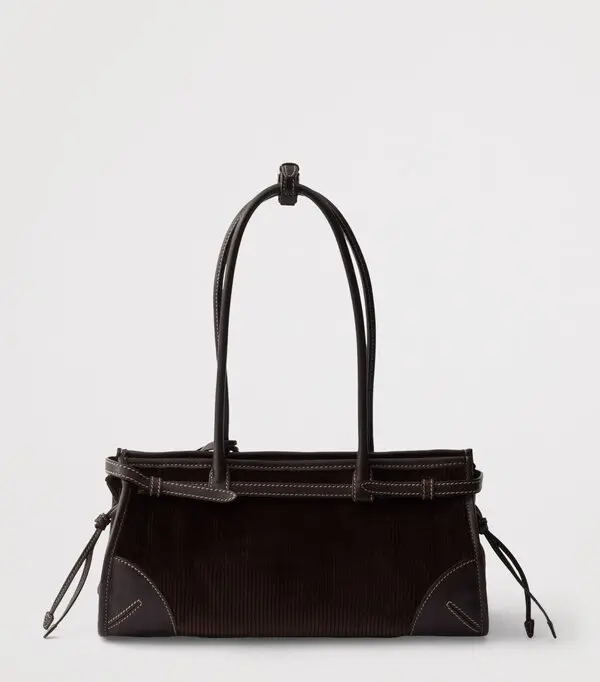 Prada Medium Bonnie Corduroy And Leather Top-handle Bag