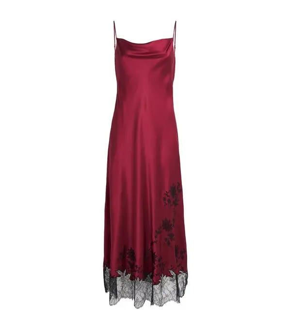 Carine Gilson Silk Long Hanae Nightdress - Red