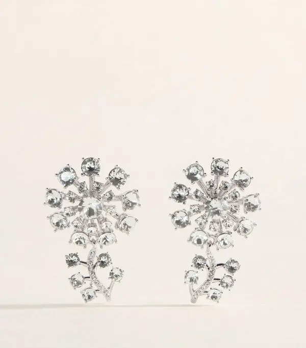 SELF-PORTRAIT Crystal-embellished Floral Drop Earrings