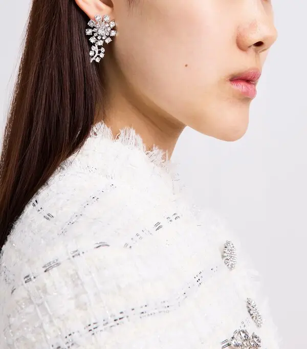 SELF-PORTRAIT Crystal-embellished Floral Drop Earrings