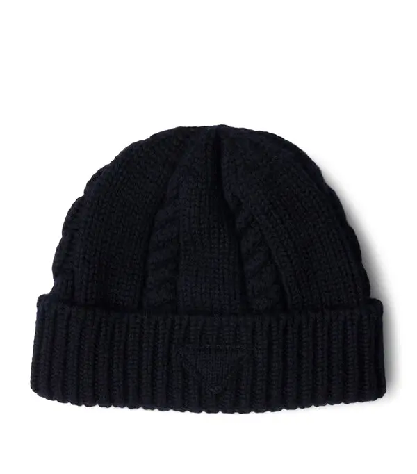 Prada Virgin Wool Triangle Beanie