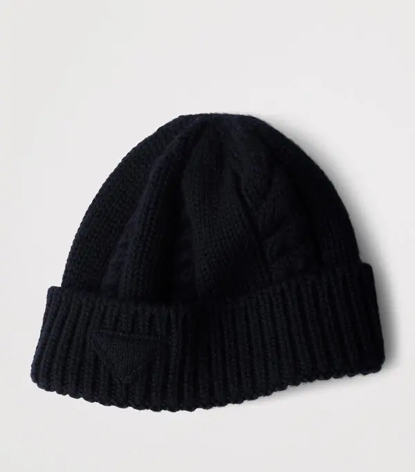 Prada Virgin Wool Triangle Beanie