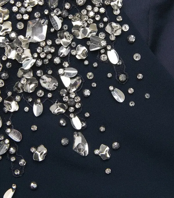 Jenny Packham Embellished Quicksilver Maxi Dress
