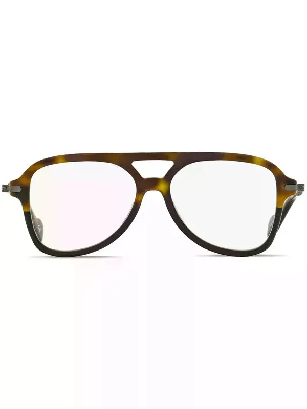 Moncler Tortoiseshell-effect Pilot-frame Glasses