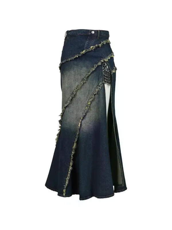 VIVAMUS Long Frayed Tiered Skirt