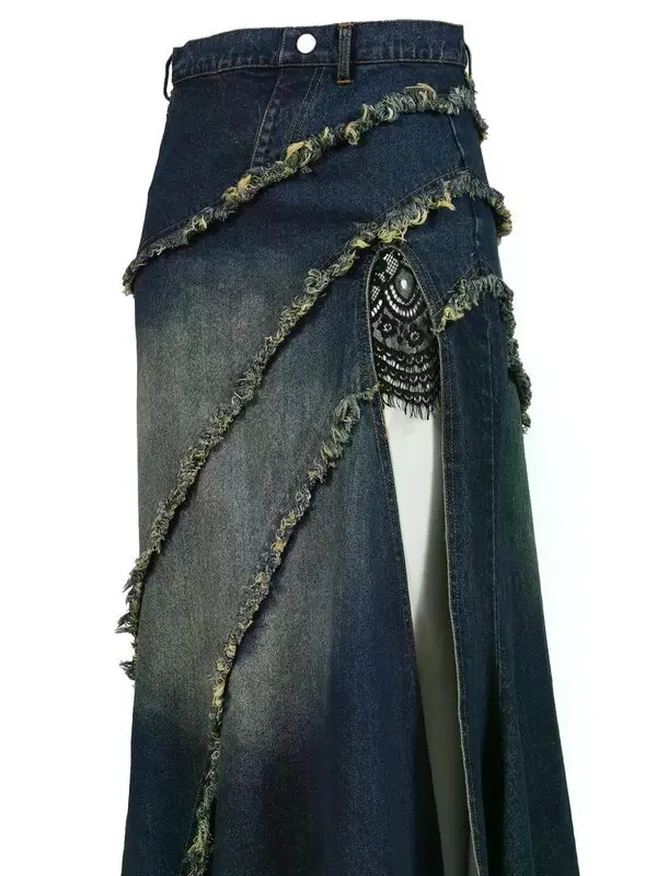 VIVAMUS Long Frayed Tiered Skirt