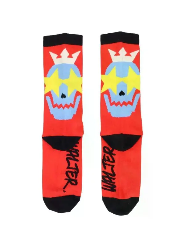 WALTER VAN BEIRENDONCK Graphic-detail Socks - Red