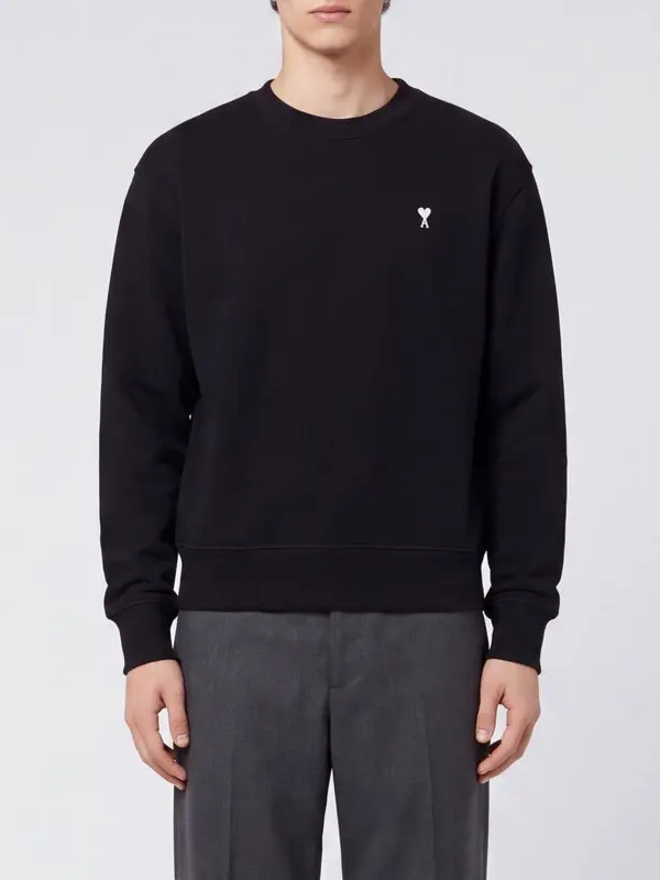 AMI Paris Cotton Crew Neck Sweatshirt - Black