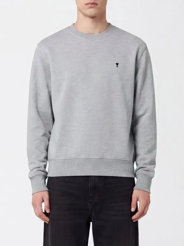 AMI Paris Cotton Crew Neck Sweatshirt - Grey