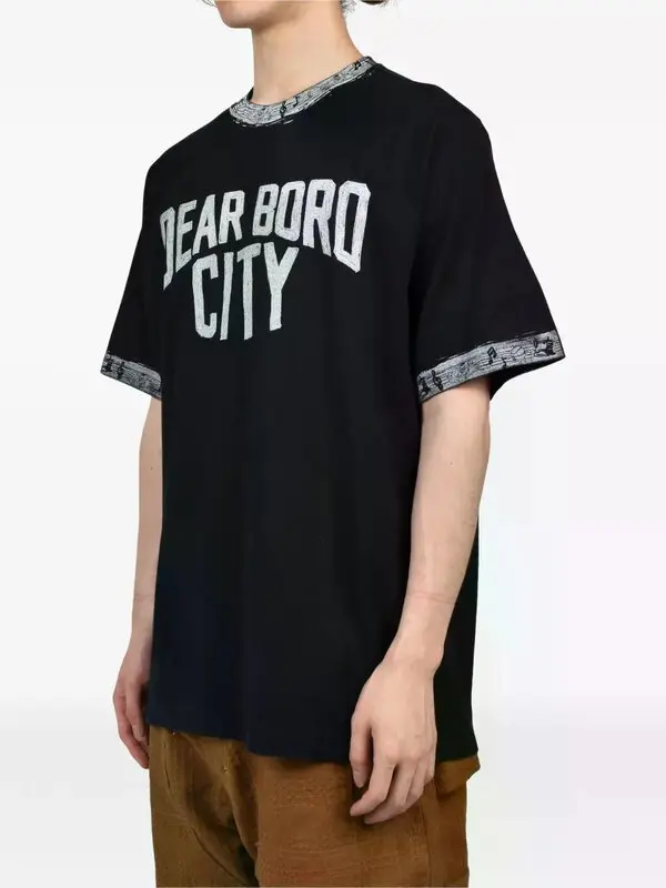 DEAR BORO Logo-print Ringer T-shirt