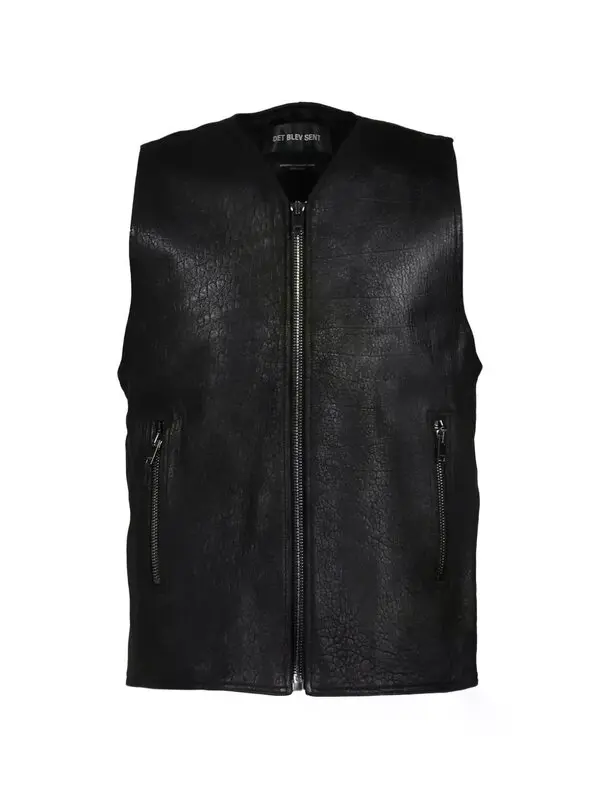 DET BLEV SENT Zip-up Leather Vest