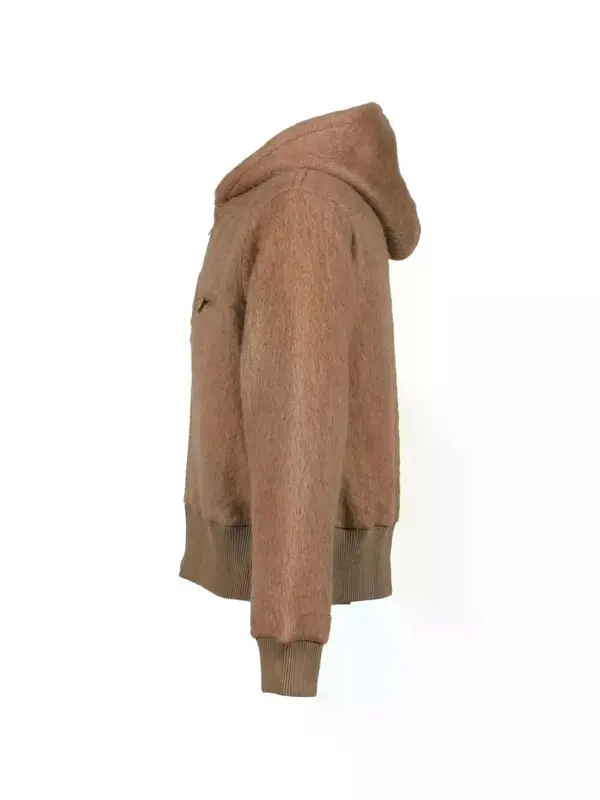 BOSSUP Mohair-blend Zip-up Hooded Knit