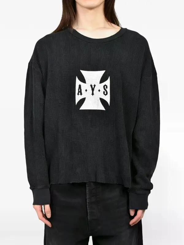 ASKYURSELF Destroyer Cross Waffle-knit T-shirt