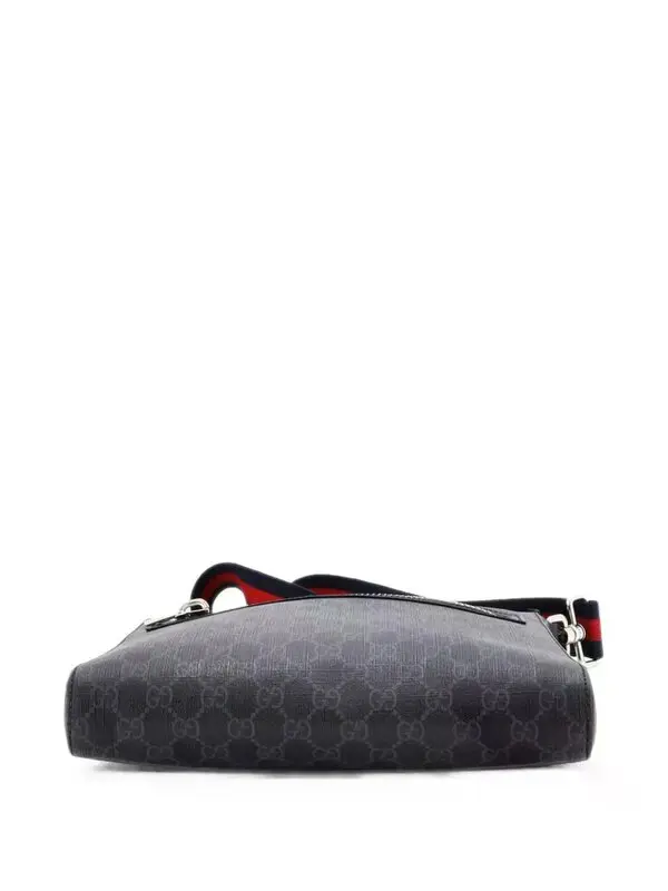 Gucci Web Strap Front Zip Messenger Bag Gg Coated Canvas Medium Cross Body Bag