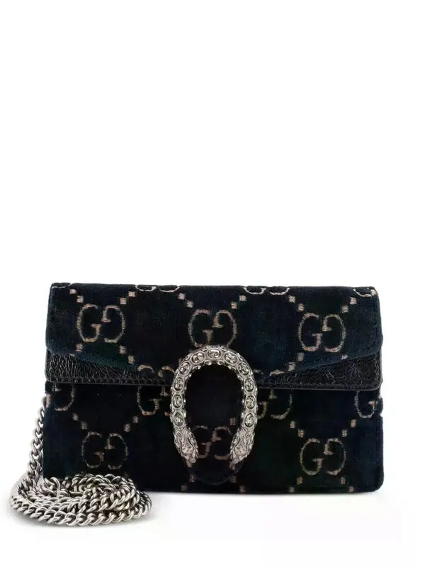 Gucci Dionysus Bag Gg Velvet Super Mini Cross Body Bag - Blue