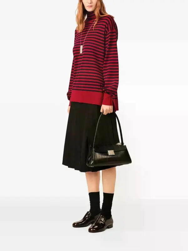 AMI Paris Sailor-striped Wool And Silk Turtleneck Sweater