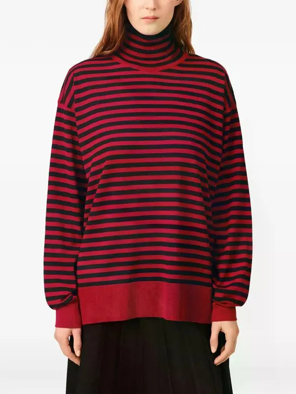 AMI Paris Sailor-striped Wool And Silk Turtleneck Sweater