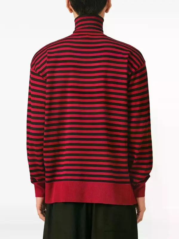 AMI Paris Sailor-striped Wool And Silk Turtleneck Sweater
