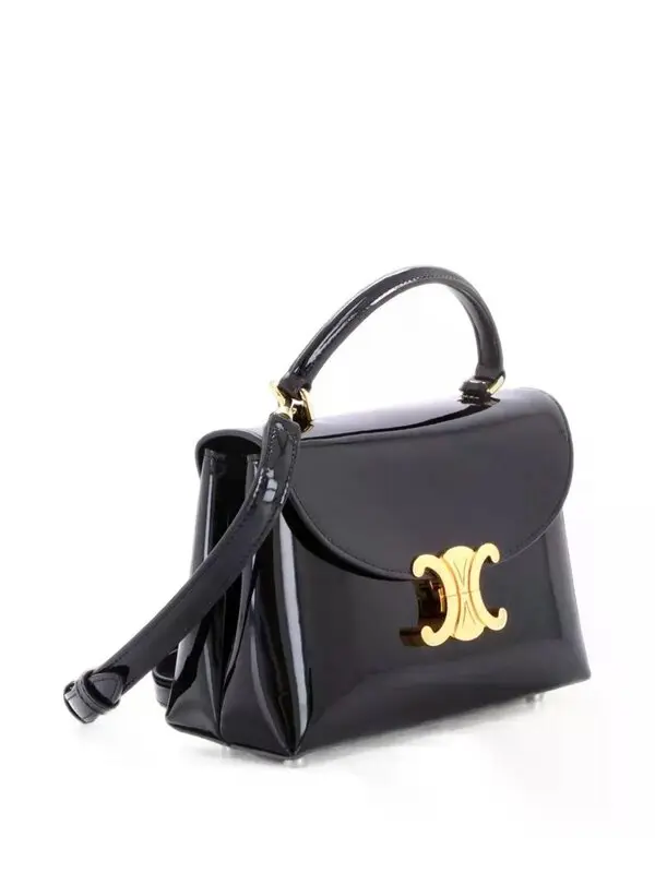 Celine Nino Top Handle Patent Teen Satchel - Black