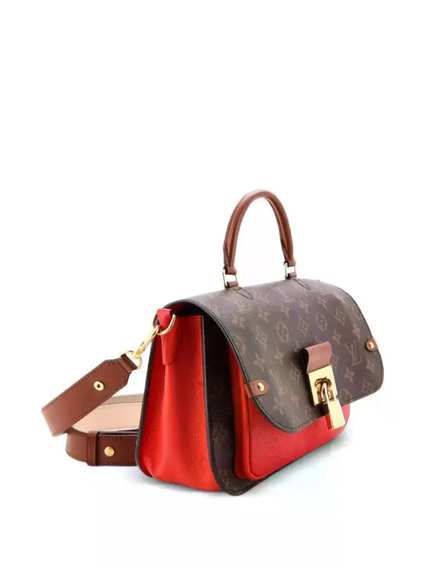 LOUIS VUITTON Vaugirard Handbag Monogram Canvas With Leather Satchel - Red
