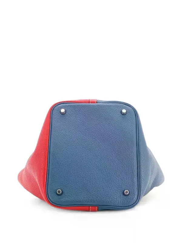 Hermès Casaque Picotin Lock Bag Clemence Mm Tote - Blue