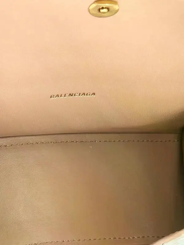 Balenciaga Hourglass Top Handle Bag Crocodile Embossed Leather Xs Satchel - Neutrals