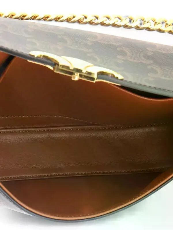 Celine Triomphe Chain Triomphe Coated Canvas Small Shoulder Bag