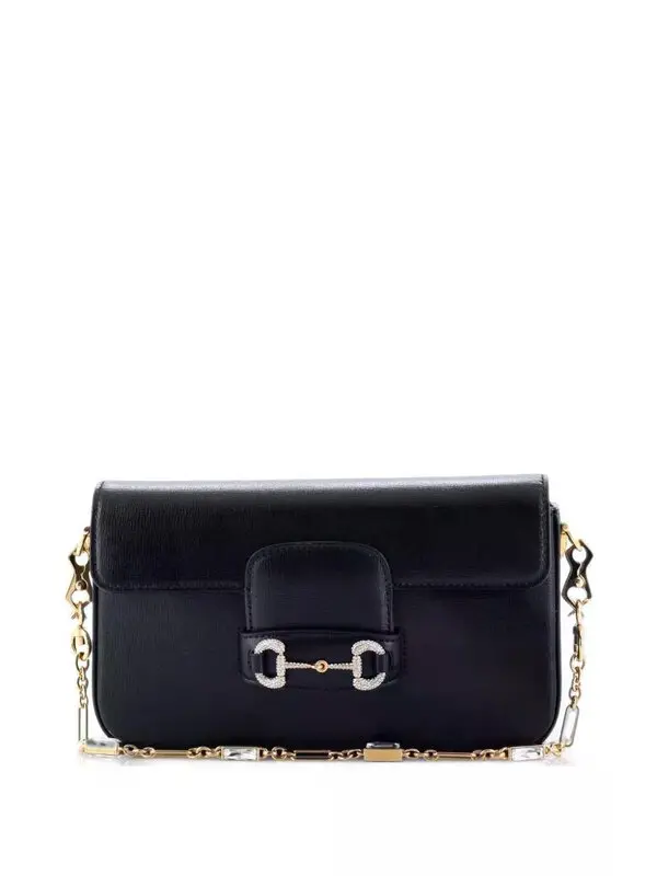 Gucci Horsebit 1955 Leather With Crystal Detail Mini Shoulder Bag