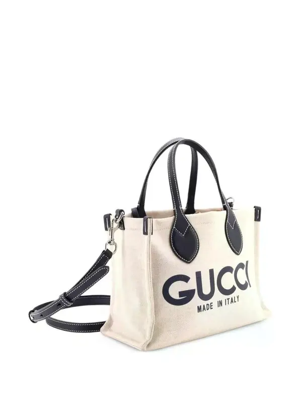 Gucci Printed Canvas Small Shopper Tote Shoulder Bag - Blue