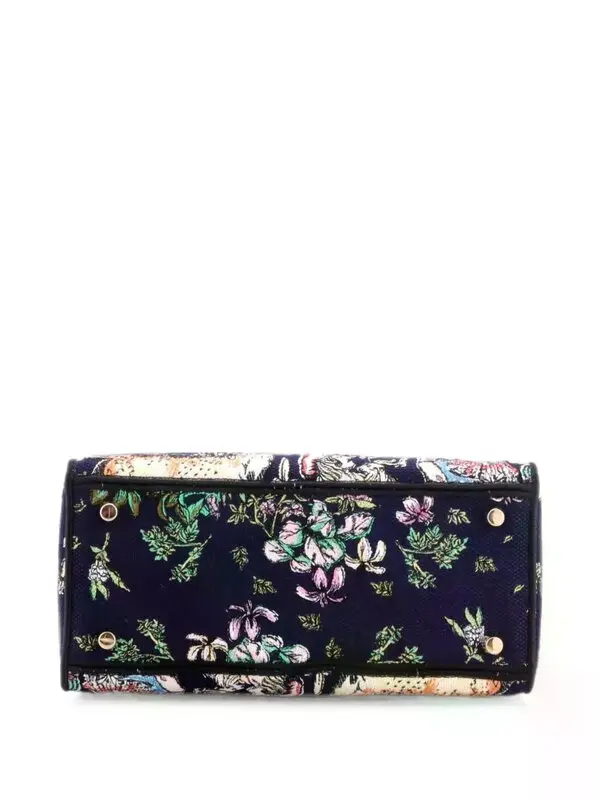 Dior Lady D-lite Bag Embroidered Canvas Medium Satchel - Multicolour