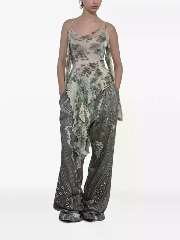 VIVAMUS Denim-print Track Pants