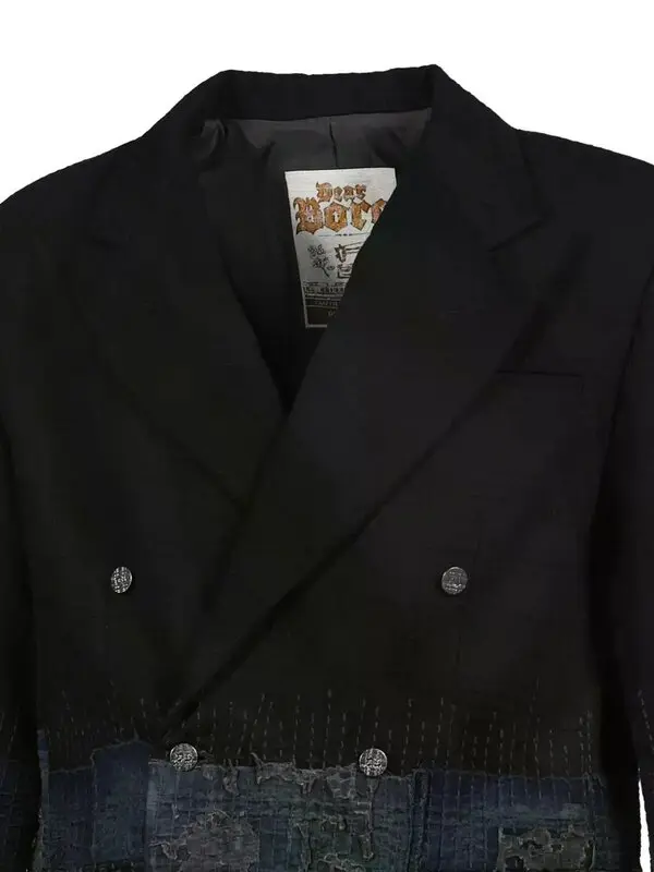 DEAR BORO Double-breasted Patchwork Blazer