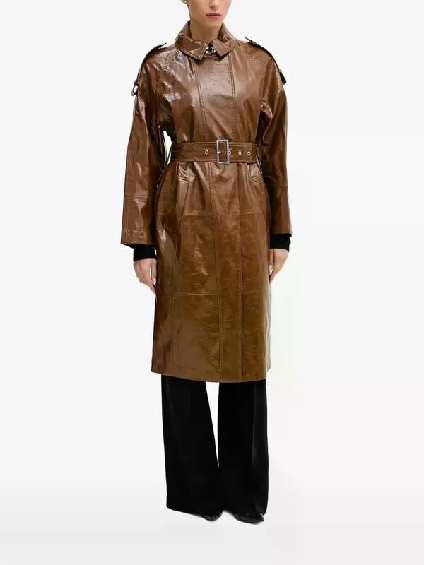 Sisley Belted Crinkled-finish Coat