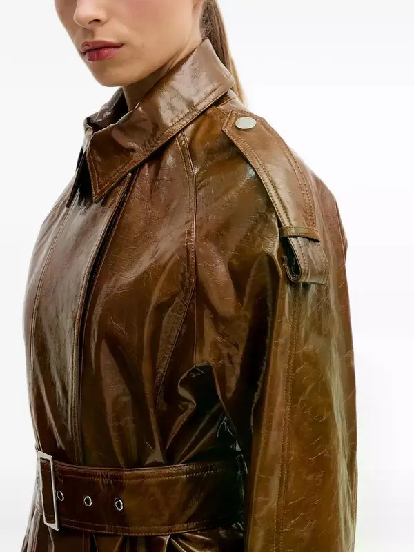 Sisley Belted Crinkled-finish Coat