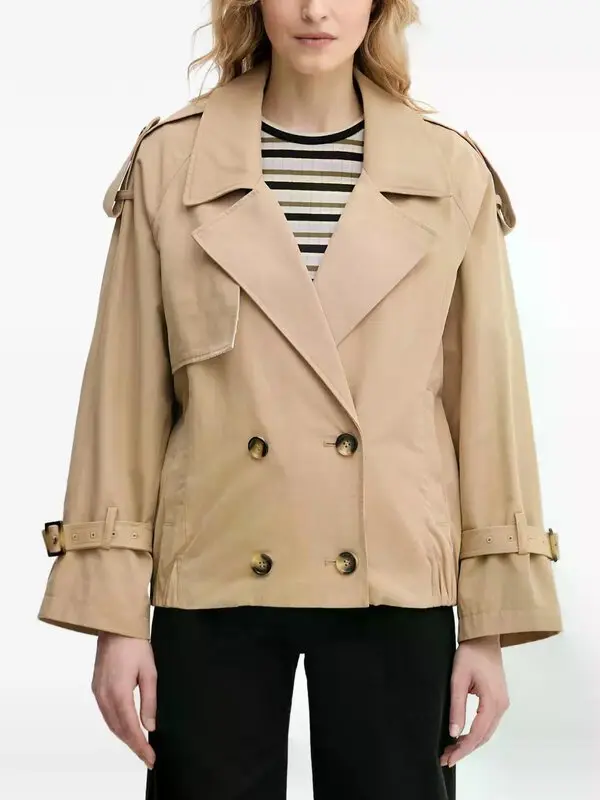 Sisley Double-breasted Belted-cuffs Coat