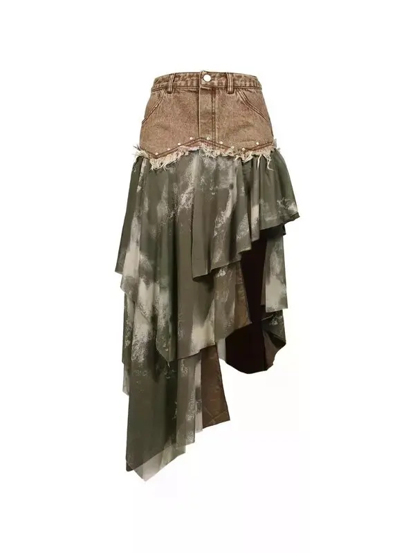 VIVAMUS Tiered Denim Skirt