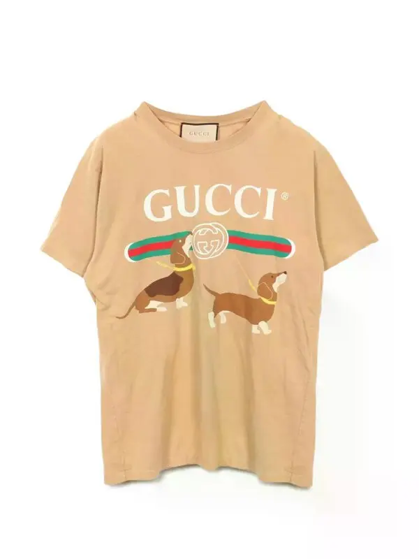Gucci 2000s Interlocking G Dachshund T-shirt - Neutrals