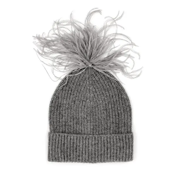 ZENZEE Cashmere Ostrich Beanie - Grey