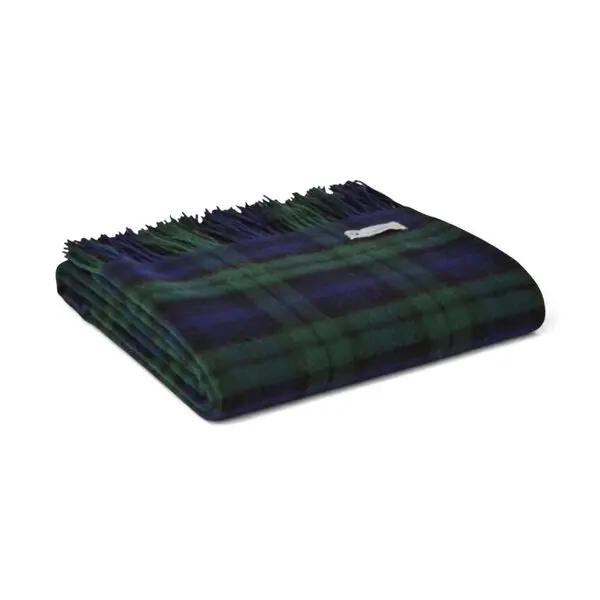 LOOM & COVE 100% Lambswool Tartan Blanket Blackwatch